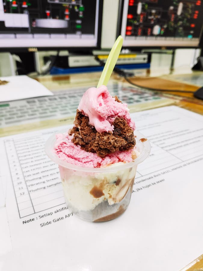 Ice Cream on my work desk stock image. Image of desk - 203524517