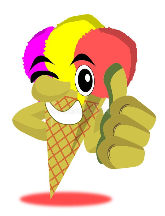Ice Cream is Ok, Ice Cream Making Ok Gesture, Like, Cartoon, Isolated ...