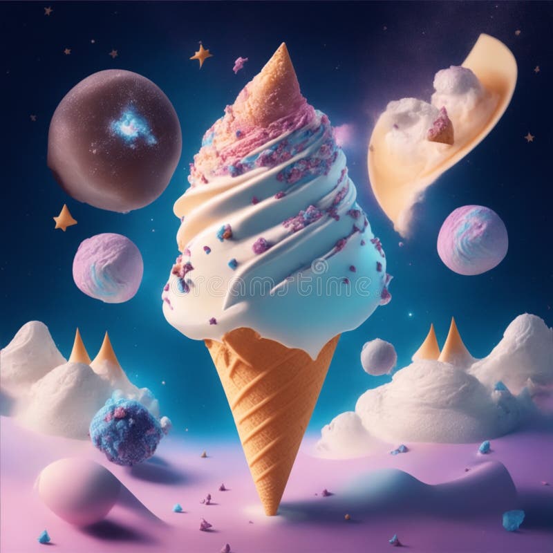 Ice Cream Outer Space Illustration Stock Illustration - Illustration of ...