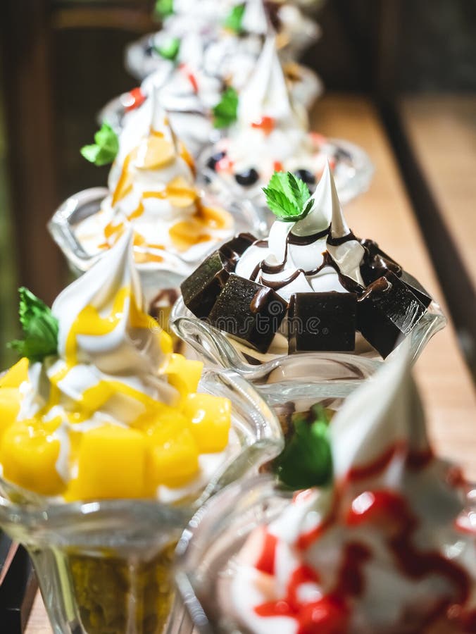 Ice Cream Parfait Fruit Topping Sweet Dessert Model Restaurant Menu ...