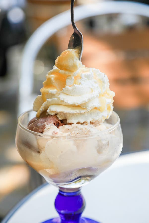 Ice Cream Parlors Cup of Nut and Chocolate with Whipped Cream and ...