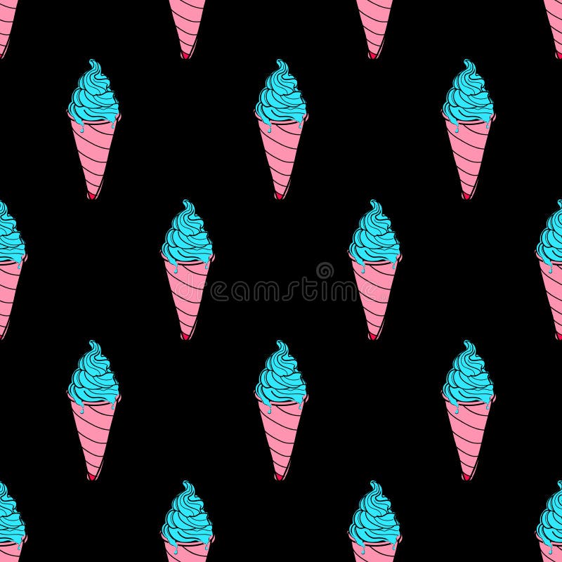 Melting Ice Cream Cones Pattern In Color Stock Illustration