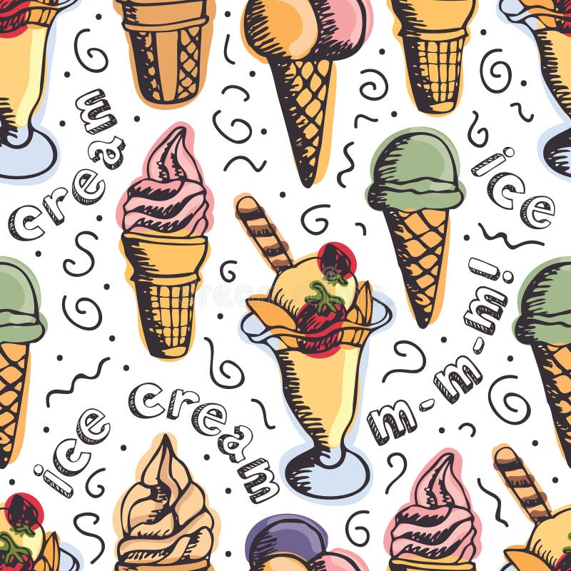 Ice cream pattern stock vector. Illustration of lolly - 37111980
