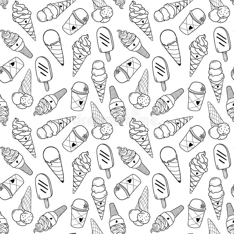 Ice Cream Pattern 4 Monochrome Stock Illustrations – 2 Ice Cream ...
