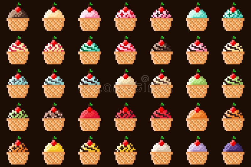 Ice Cream Pixel Art. 8 Bit Icecream Vector Illustration Stock Vector ...