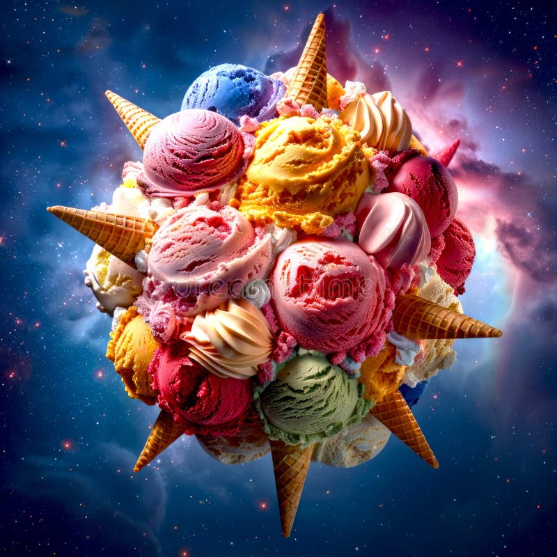Ice Cream Planet Floating in Outer Space. an Imaginative and Vibrant ...