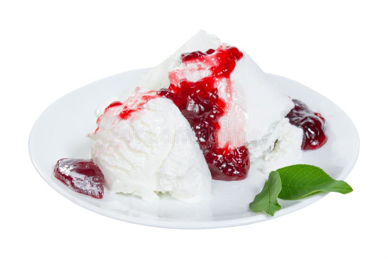 Ice Cream on Plate with Spoon Stock Photo - Image of mint, dessert ...