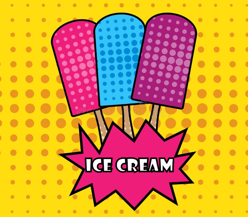Ice Cream Pop Art Style. Popsicle. Ice Cream on a Stick Stock Vector ...