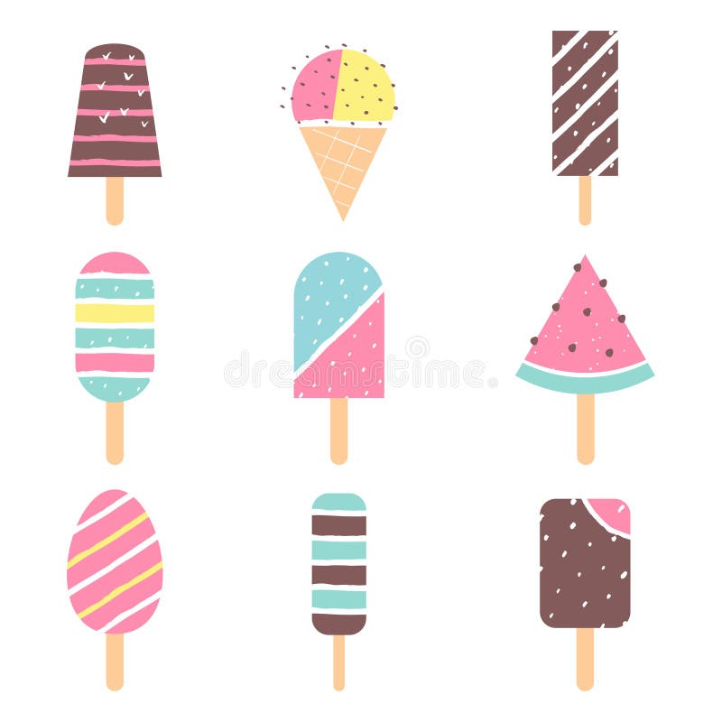 Ice-cream and Popsicle on Sticks. Vector Set Stock Vector ...