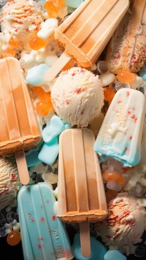 Ice Cream Popsicles in Ice Cream, AI Stock Photo - Image of flavored ...