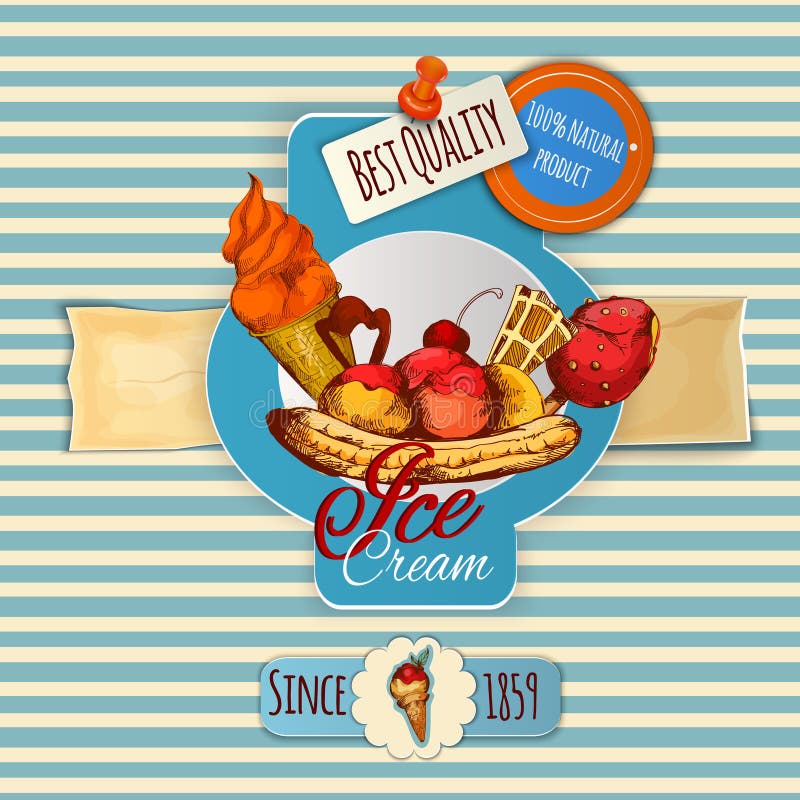 Ice Cream Poster Set stock vector. Illustration of print - 250242837