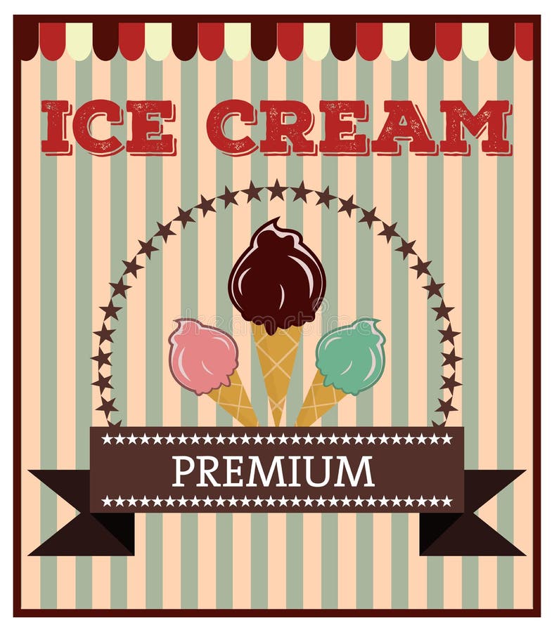 Ice Cream - vintage poster stock vector. Illustration of strawberry ...