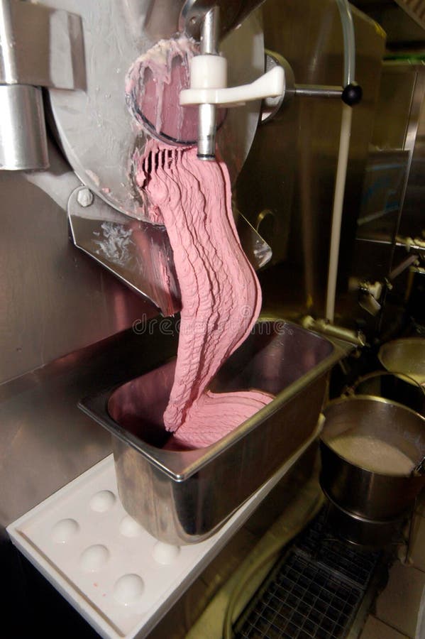 Ice Cream Production with Ice Cream Machine Stock Image - Image of meal ...