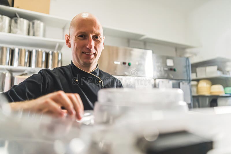 Ice Cream Production Process Inside Hand Made Parlor Stock Photos ...