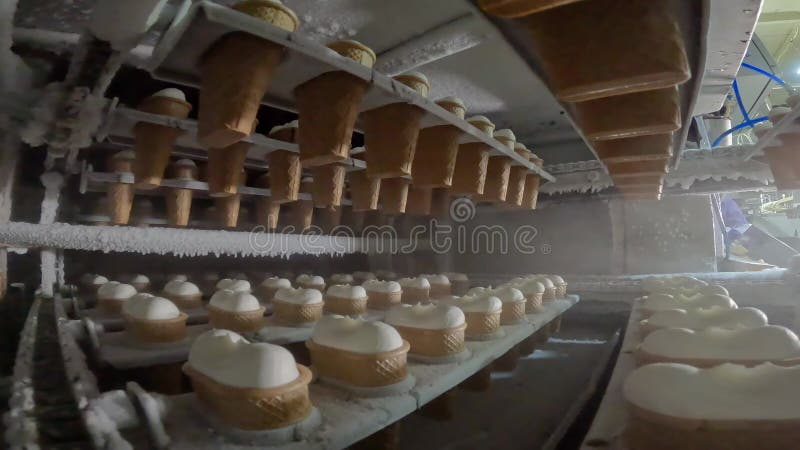 Ice Cream Production. Production of Ice Cream on an Automated Conveyor ...