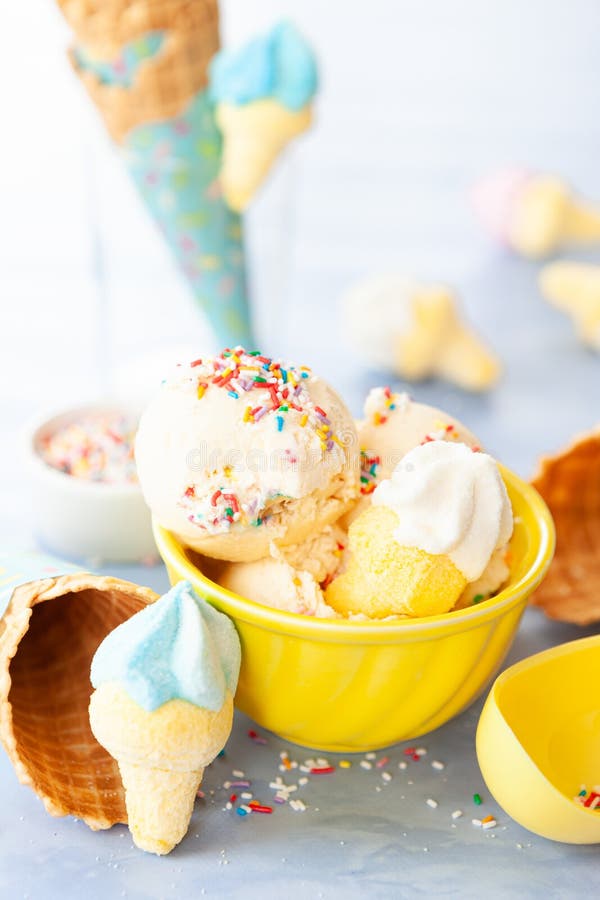 Ice Cream with Rainbow Sprinkles Stock Photo - Image of waffles ...