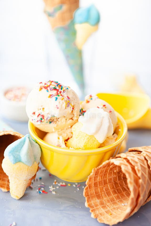 Ice Cream with Rainbow Sprinkles Stock Photo - Image of waffle, cream ...