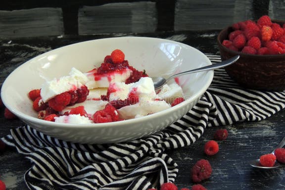 Ice Cream with Raspberry Jam Stock Image - Image of pink, close: 201915865