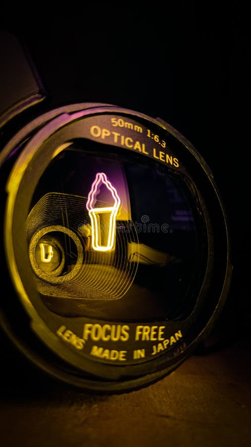 Ice Cream Refelction on Clasic Lens Camera Stock Photo - Image of ...