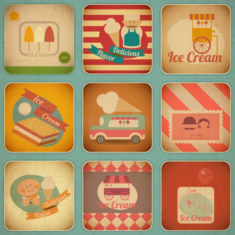 Set of Ice Cream Retro Labels Stock Vector - Illustration of icecream ... Set of Ice Cream Retro Labels Stock Vector - Illustration of icecream ...