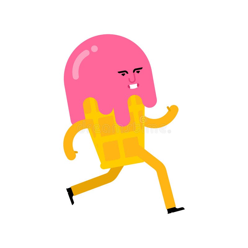 Ice Cream Run Cartoon Isolated. Icecream Vector Illustration Stock ...
