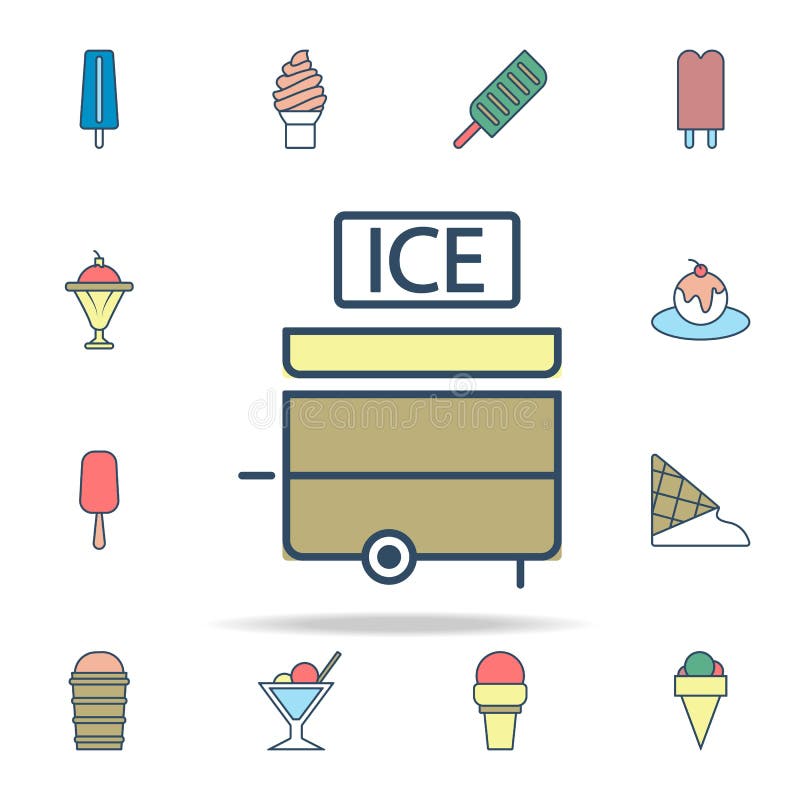 Ice Cream Sales Stall Colored Icon. Ice Cream Icons Universal Set for ...