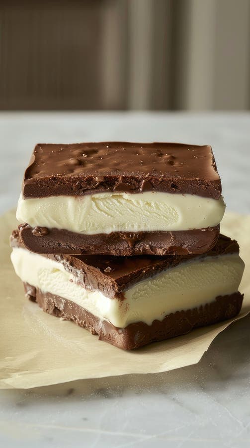 Ice Cream Sandwich, Square Shape, White Background, Stock Photo - Image ...