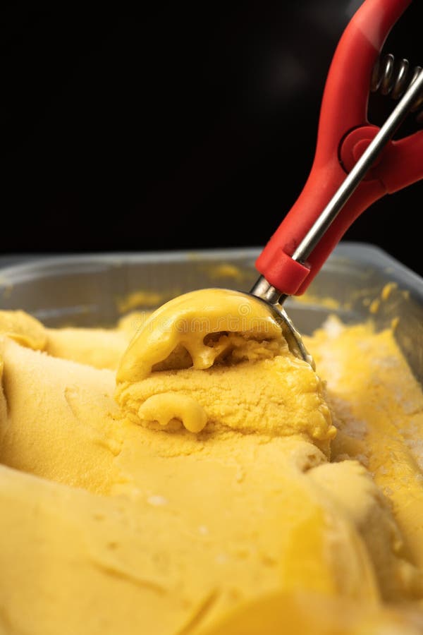 Ice Cream Scoop with Red Handle Scooping Scoop from Gelato Container ...
