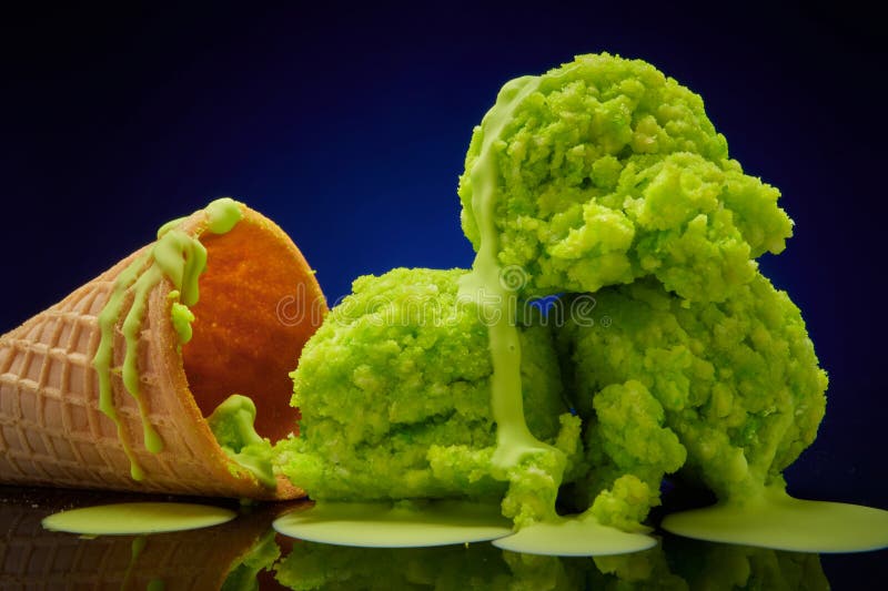 Ice cream scoops and cone stock photo. Image of mishap - 273104272