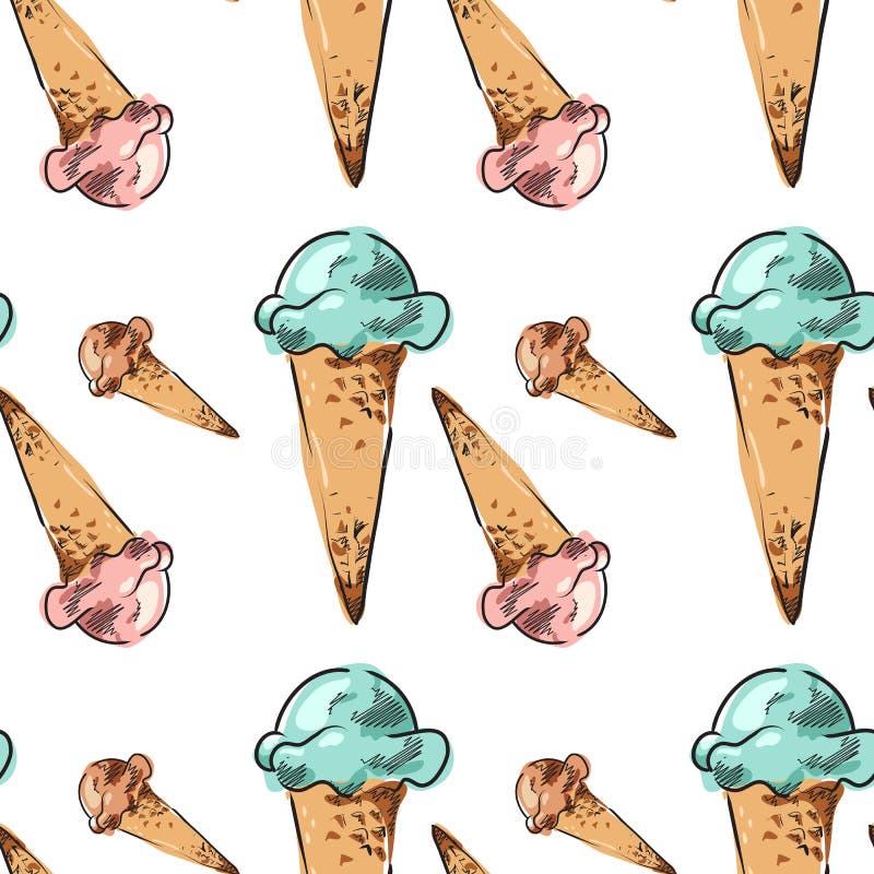 Ice Cream Seamless Background Stock Vector - Illustration of cartoon ...
