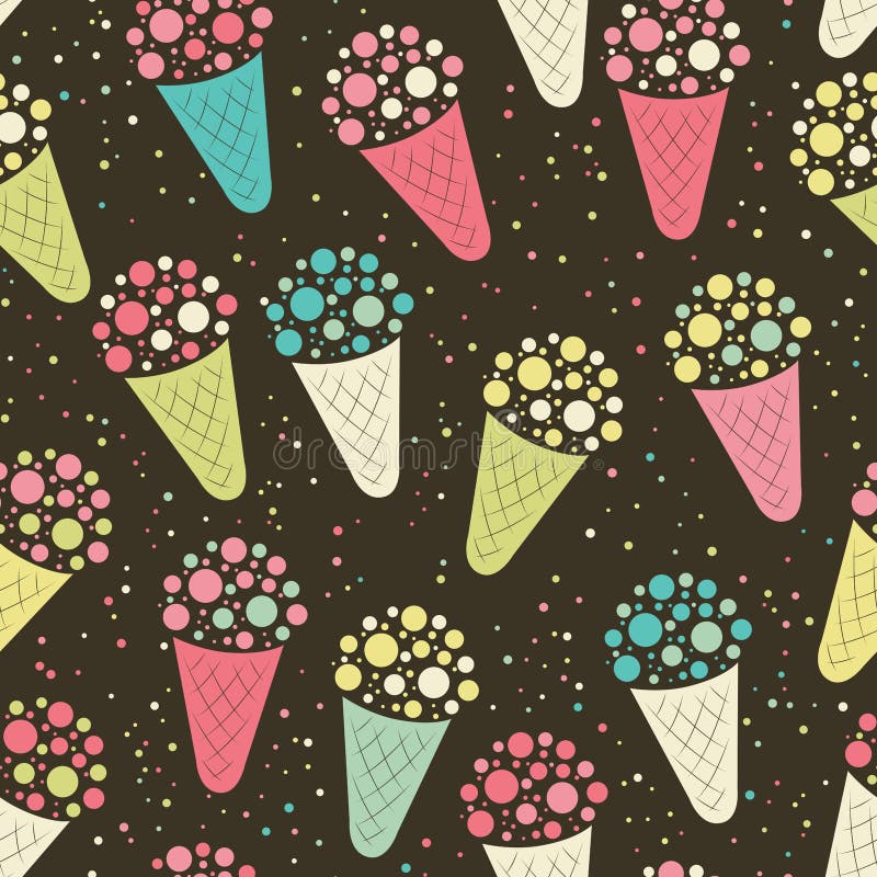 Seamless Ice Cream Pattern, Candy Vector Stock Vector - Illustration of ...