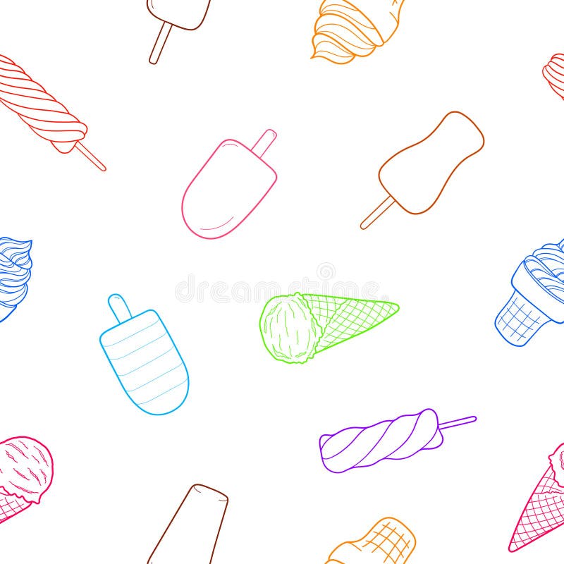 Ice Cream Seamless Pattern. Design Sketch Element for Menu Cafe, Bistro ...