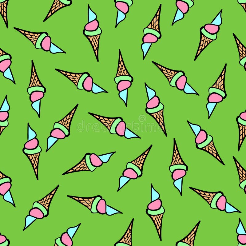 Ice-cream Seamless Pattern. Drawing by Hand. Vector Illustration Stock ...