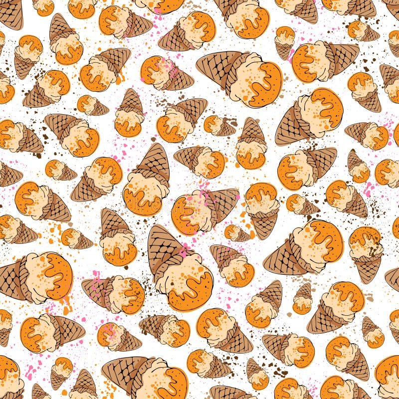 Ice Cream Seamless Pattern Illustration Stock Vector - Illustration of ...