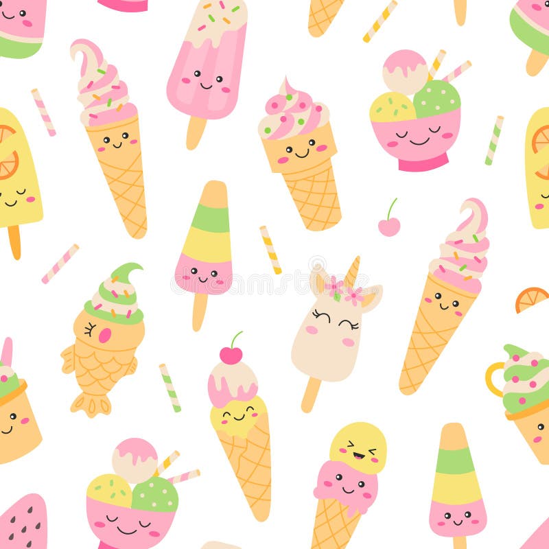 Ice cream seamless pattern stock vector. Illustration of popsicle ...