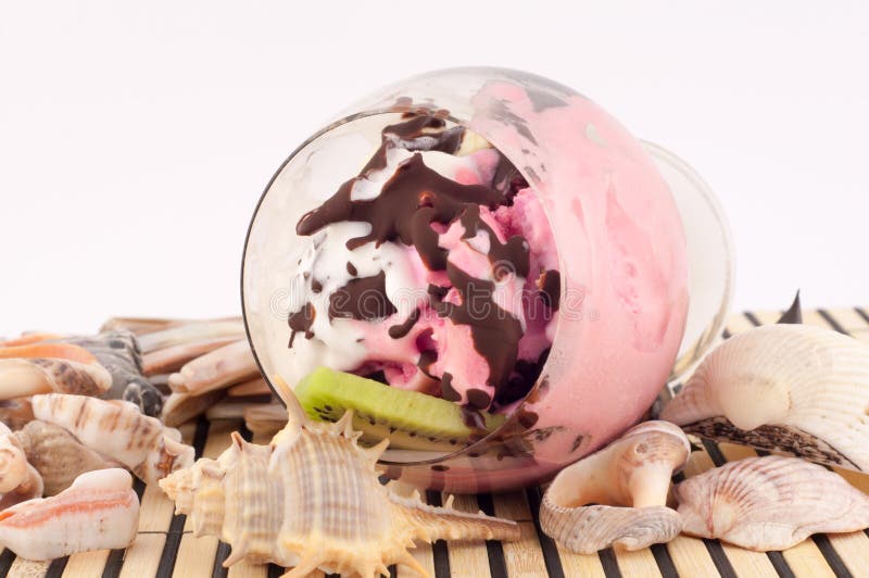 Ice cream with Seashells stock photo. Image of glass - 46518676