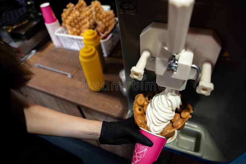Ice Cream Service in Action Stock Photo - Image of creamy, dispenser ...