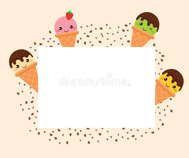 Ice Cream Set with Place for Text Stock Vector - Illustration of ...