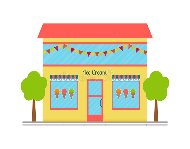 Ice Cream Shop Building Front Facade Stock Illustrations – 300 Ice ...