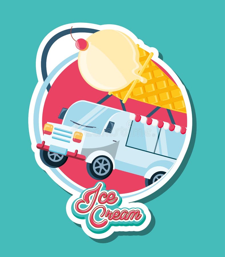 Ice cream shop van stock vector. Illustration of eating - 125265820