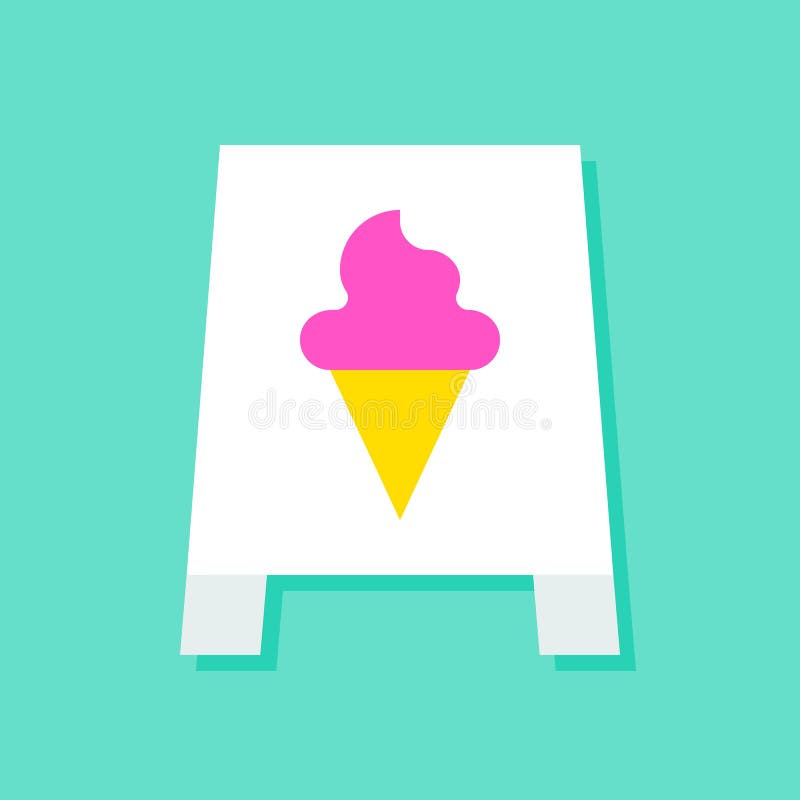 Ice Cream Sign Vector Illustration, Flat Style Icon Stock Vector ...