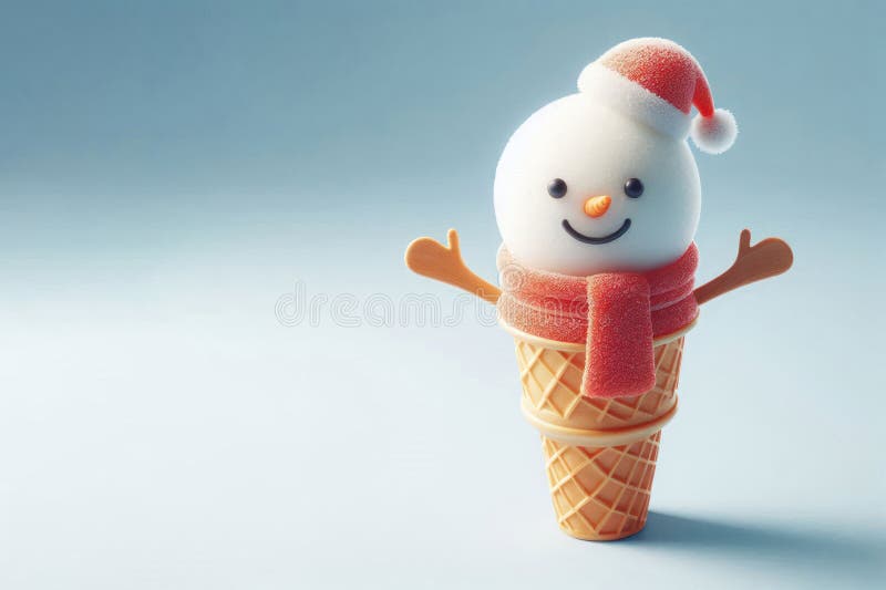 Ice Cream with a Snowman S Head. Space for Text. Stock Photo - Image of ...