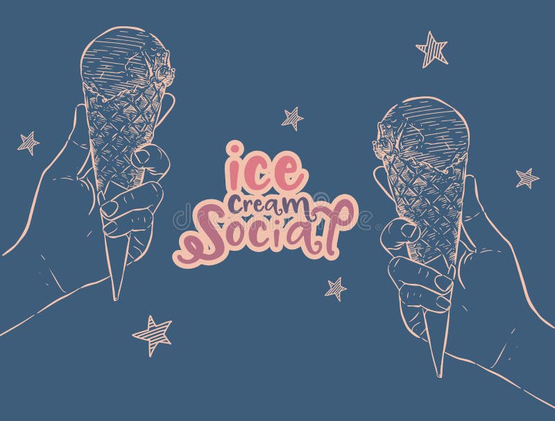 Ice-cream Social, Hand Draw Sketch Ice-cream Vector. Stock Vector ...