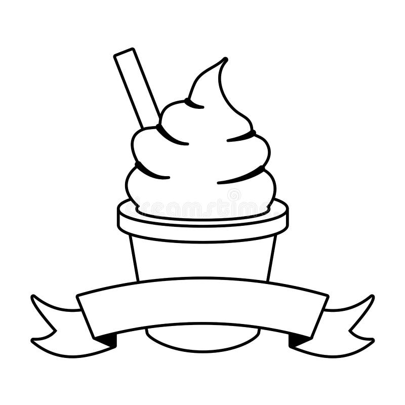 Ice cream with spoon stock vector. Illustration of cone - 145239014