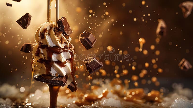 Ice Cream on a Stick Exploding with Huge Chunks of Chocolate, Caramel ...