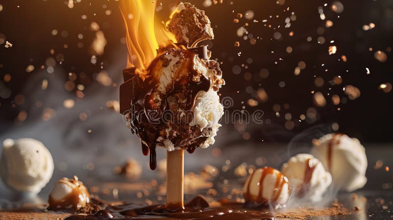 Ice Cream on a Stick Exploding with Huge Chunks of Chocolate, Caramel ...