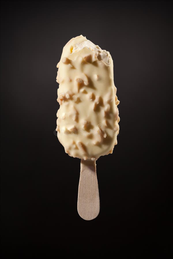 Ice Cream Stick White Chocolate Vanilla and Almonds Stock Photo - Image ...
