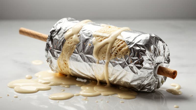 Ice Cream on a Stick Wrapped in Foil on a White. Isolated Stock ...