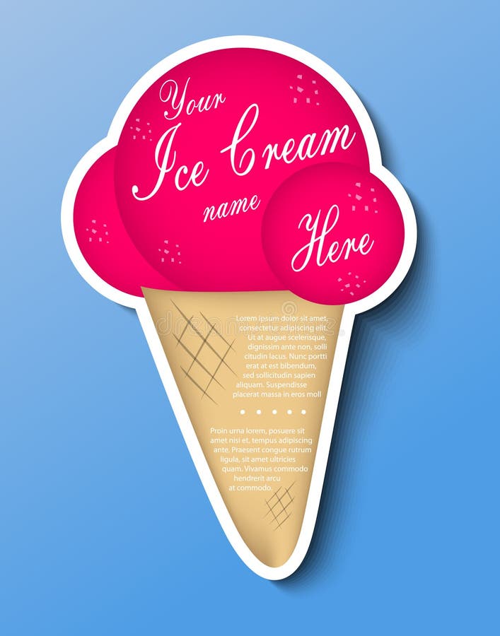 Ice Cream Sticker. Chocolate Cream Melted on Wafer Background Stock ...