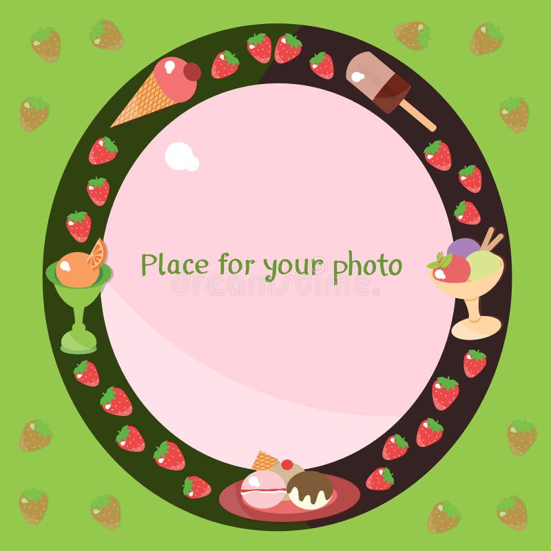 Ice-cream and Strawberry Frame for Your Photo. Stock Vector ...
